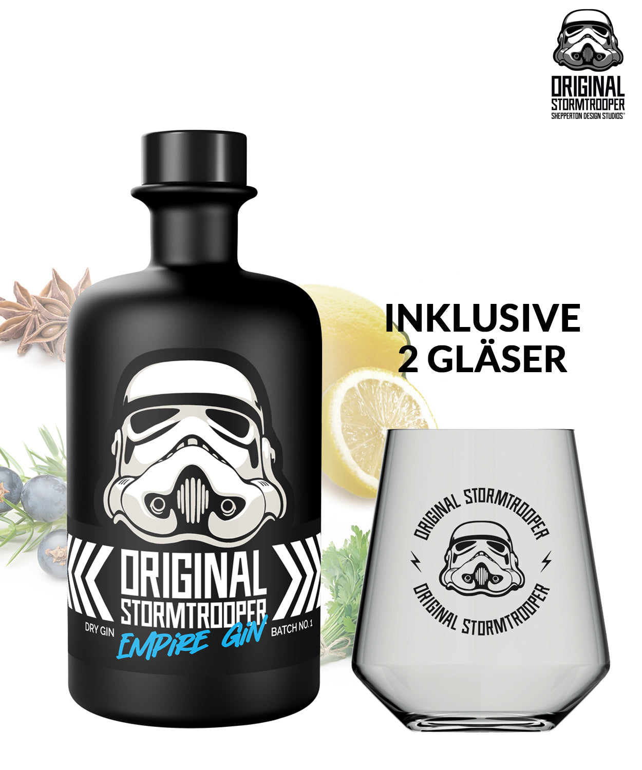 Original Stormtrooper Empire Dry Gin inklusive 2 Gläser - 0,5L - 40% ...